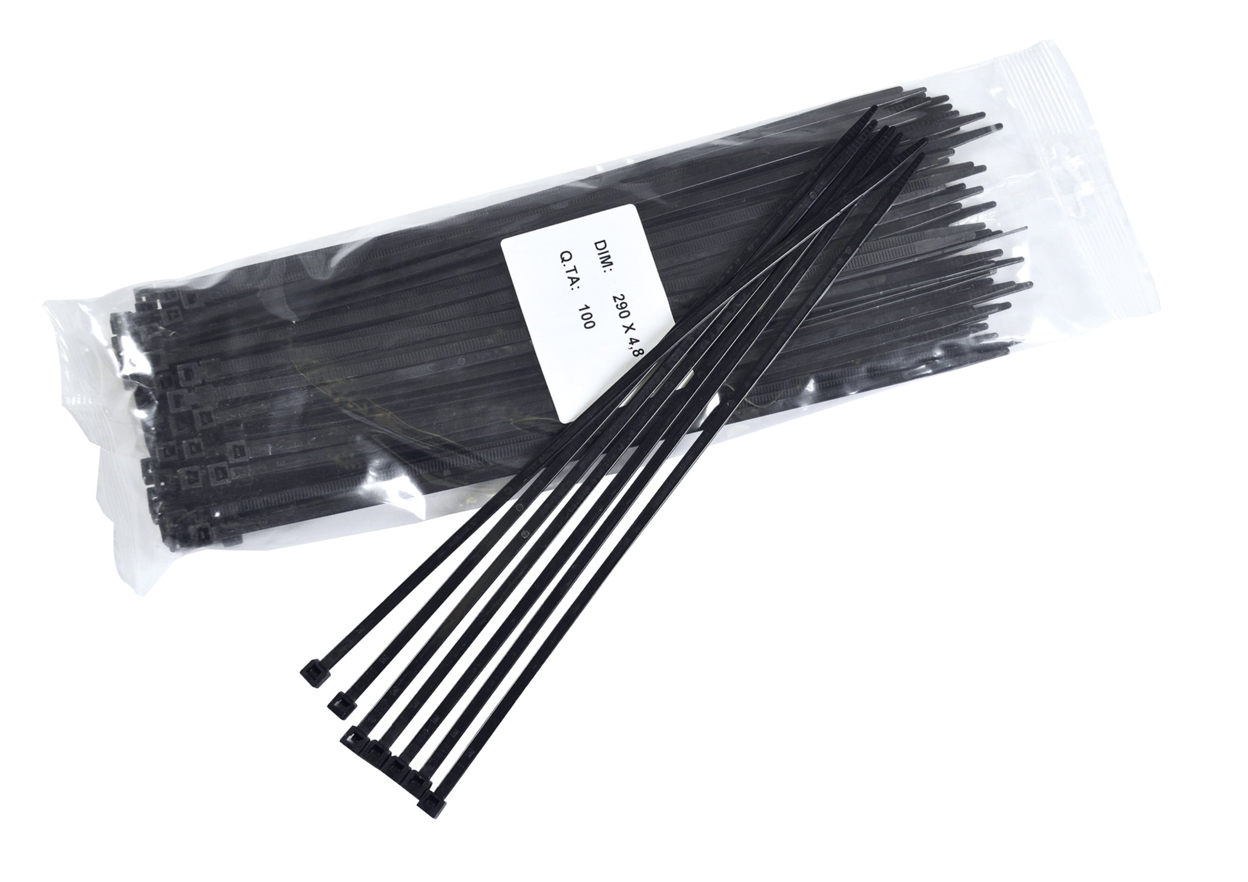 Tyrap zwart 290x4,8mm 100stuks - Pelgrum Vink Materialen B.V.